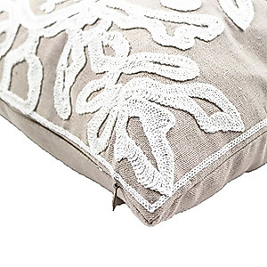 WOMHOPE Pack of 4 Christmas Pillow Covers Embroidery Sleigh Snowflakes Winter Decorative Square Cushion Covers Shells 18 X 18 Inches for Bed,Sofa,Couch (B (Set of 4) Griege)