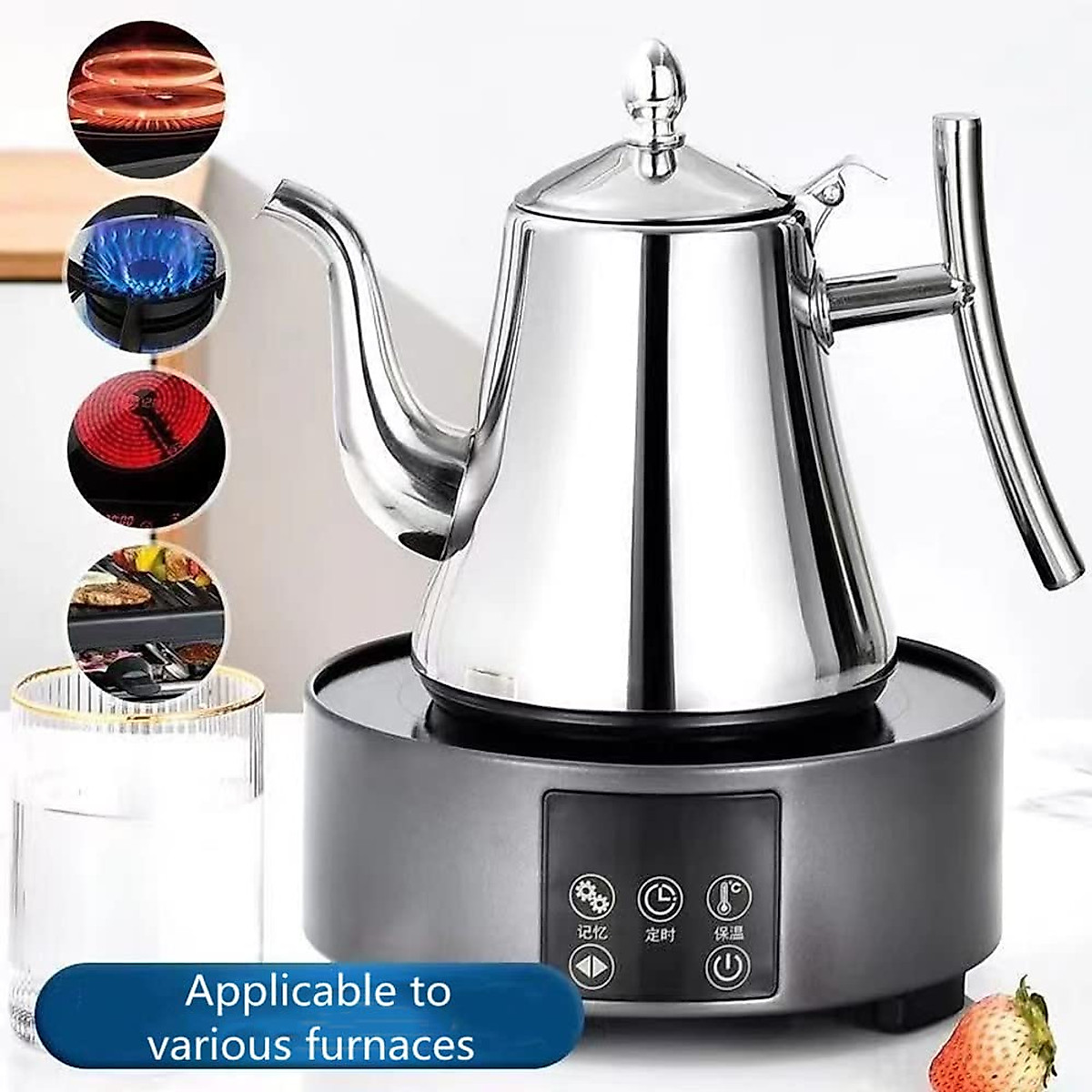 50oz/ 1500ml Stainless Steel Teapot, JYJFGSFA Metal Tea Kettle with Removable Infuser, Oil Can with Filter Coffee Server Table Serving Pot for Home, Restaurant, Outdoor, Dishwasher Safe(Silver)