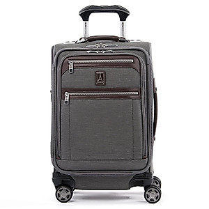Travelpro Platinum Elite Softside Expandable Carry on Luggage, 8 Wheel Spinner Suitcase, USB Port, Laptop and Tablet Sleeves, Men and Women, Vintage Grey, Carry On 20-Inch