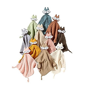 FOMAISELF Baby Comforting Security Blanket, Baby Sleeping Toy Soft Baby Comforter Toy, Soft Cotton Muslin Baby Comfort Blanket for Girls Boys Newborn Infant, Pink