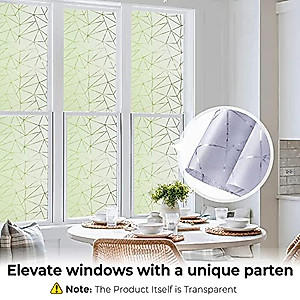 Beautysaid Window Privacy Film Frosted Glass Window Stickers: Bathroom Frosting Sun Blocking Static Cling Non-Adhesive Vinyl Removable Decorations Covers for Home Office 17.5x78.7inch