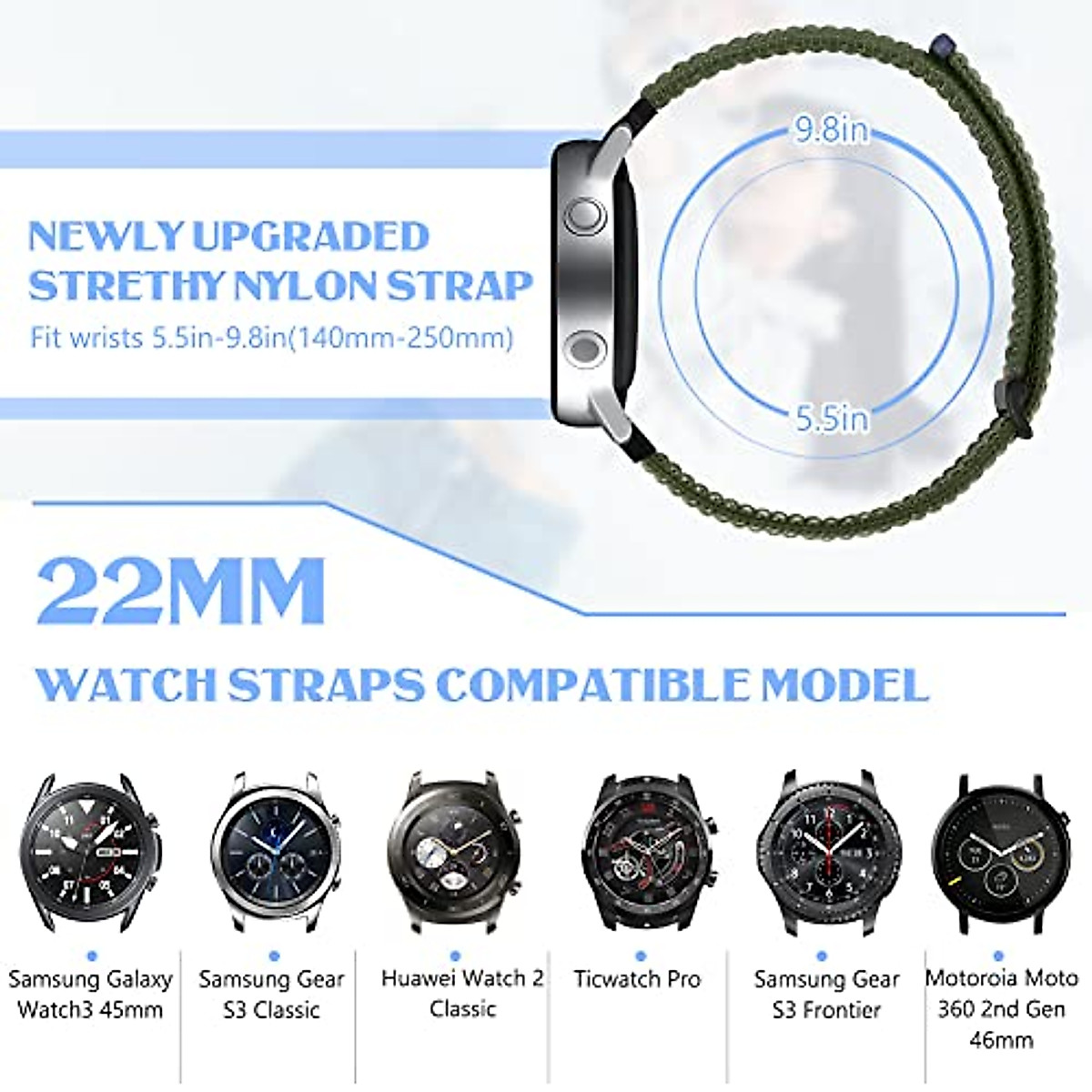 YCHDDER Quick Release Watch Bands-16mm 18mm 20mm 22mm Watch Bands, Solo Loop Nylon Watch Straps Replacement Wristband for Men Women