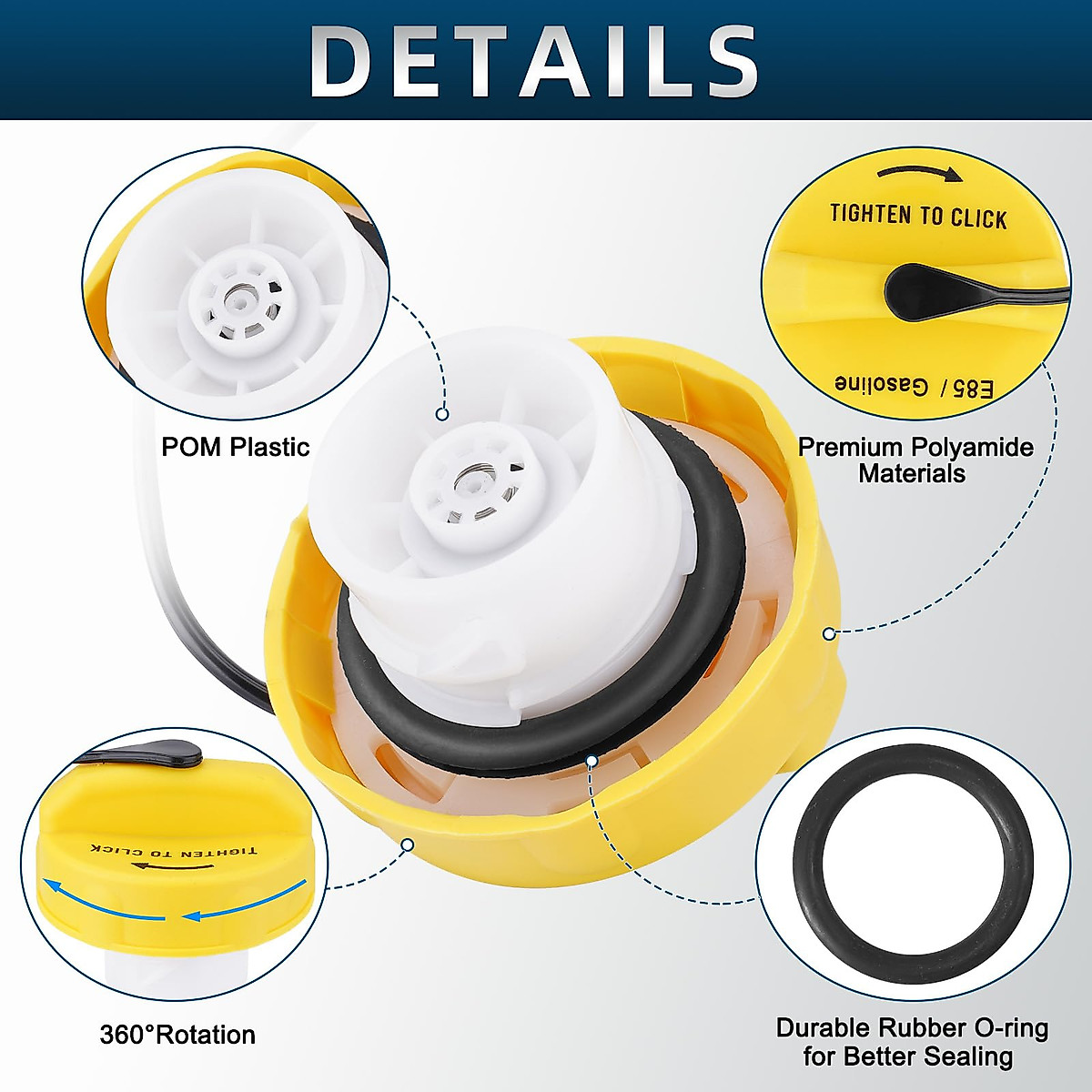 Fuel Tank Cap Gas Cap Compatible with Dodge Jeep Chrysler, 2011-2019 Journey, 2014-2017 Cherokee, 2011-2013 Grand Cherokee，2008-2019 Grand Caravan Replace# 52030379AB