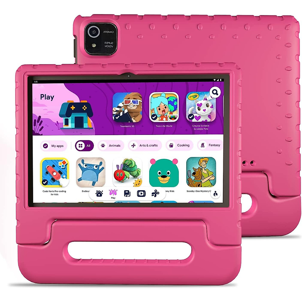 NOBKLEN Kids Tablet 10 Inch with Android 13, 4GB RAM 64GB Storage, Parental Controls, Educational Apps, Dual Camera, WiFi 6, 8000mAh Battery, Kid-Proof Case