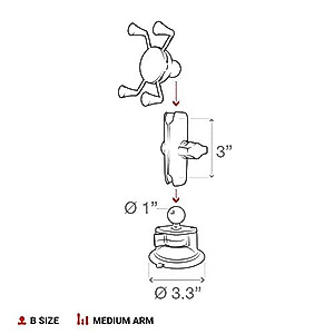 RAM Mounts X-Grip Phone Mount with Twist-Lock Suction Cup Base RAP-B-166-UN7U with Medium Arm for Vehicle Windshields