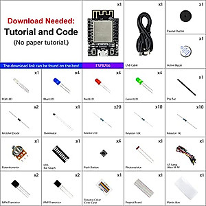 Freenove Basic Starter Kit for ESP8266 (Included) (Compatible with Arduino IDE), ESP-12S Onboard Wi-Fi, MicroPython C Code, 339-Page Detailed Tutorial, 140 Items, 50 Projects