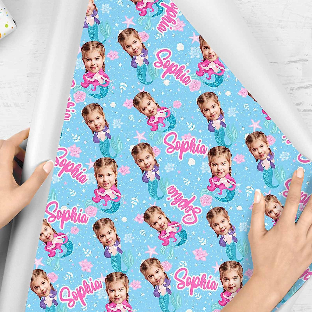 Jaydouble Custom Christmas Wrapping Paper Rolls for Kids Boys Girls Personalized Photo Wrapping Paper Daughter Son Customized Funny Gift Wrapping Paper for Dad Mam Grandma Grandpa 58"x 23"