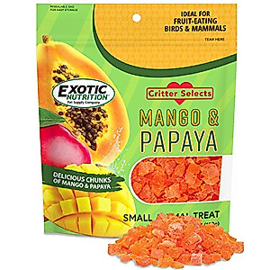 Mango & Papaya Treat (4.5 oz.) - Healthy Natural Dried Fruit Treat - For Sugar Gliders, Hedgehogs, Prairie Dogs, Chinchillas, Monkeys, Squirrels, Skunks, Parrots, Degus, Marmosets & Other Small Pets