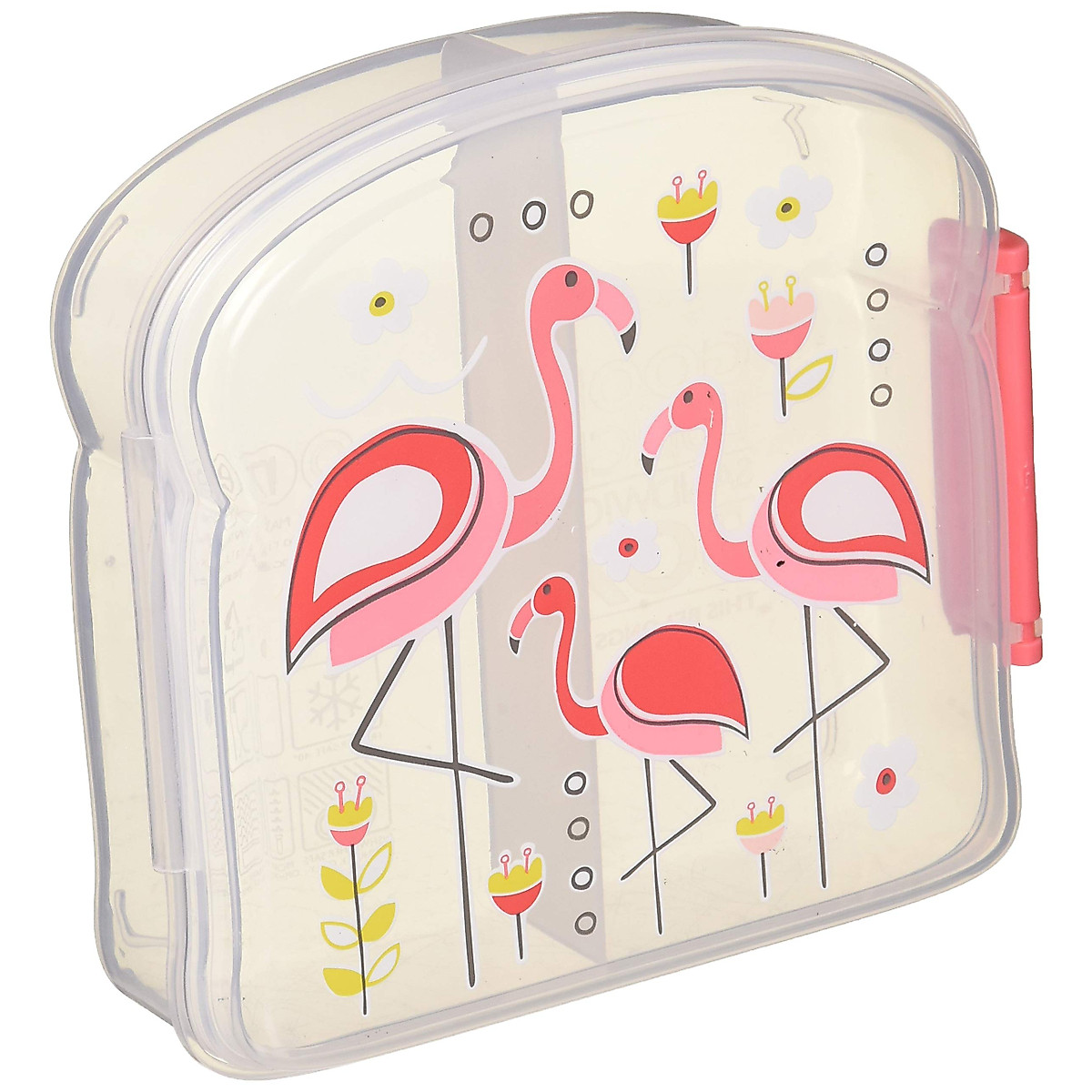 SugarBooger Good Lunch Sandwich Box, Flamingo, 1 Count (Pack of 1)
