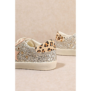 Mi.iM Skylar Rubber Sole Lace-up Glitter Suede Leather Star Sneakers (8, Light Gold)