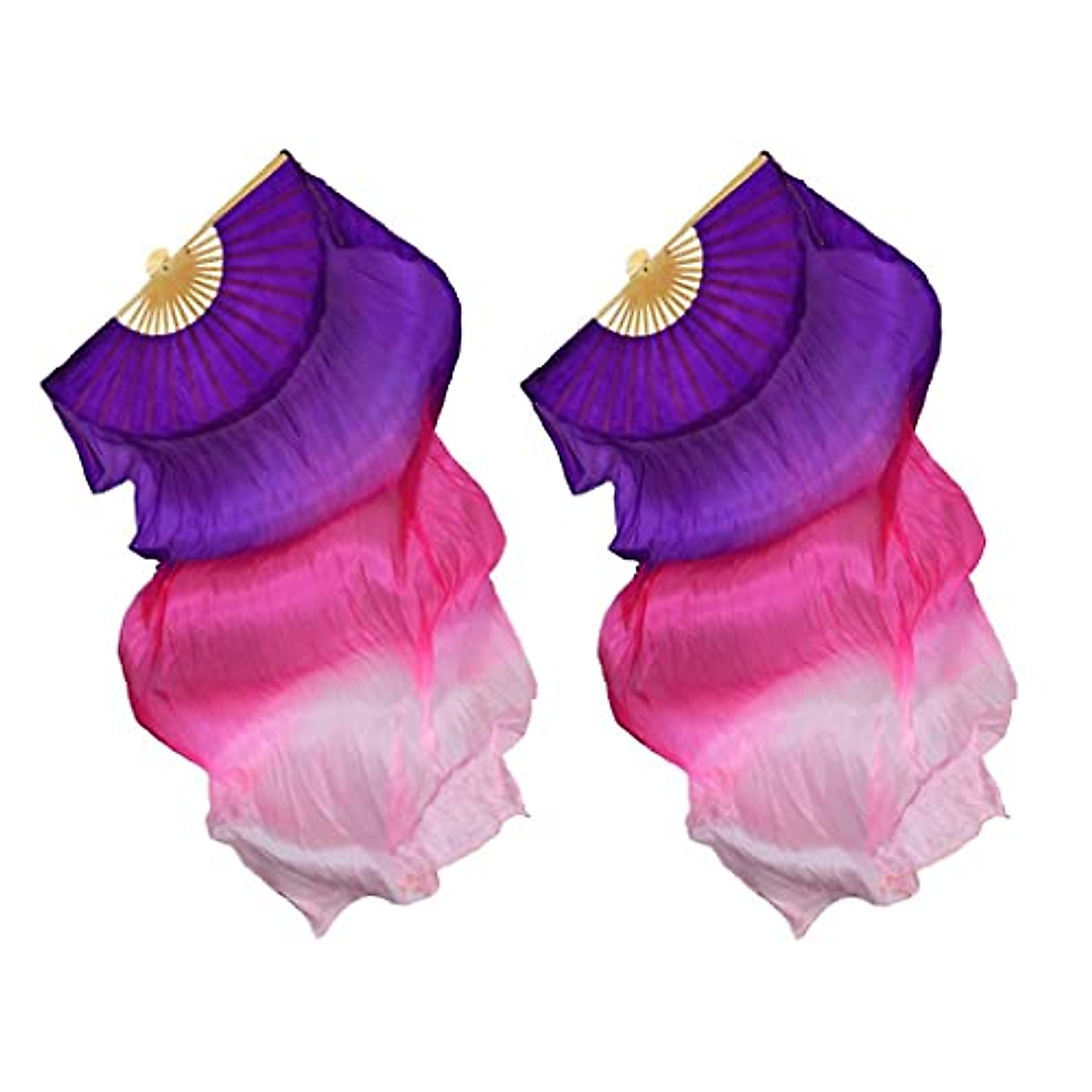 RAZZUM Belly Dance Fan Gradient Fan for Hand Props Fan (Color : Purple+Rosy+White, Size : 180cm)