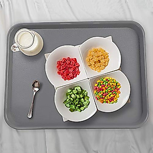 Joyeen Plastic Fast Food Serving Tray, 6 Pack Restaurant Trays, Grey