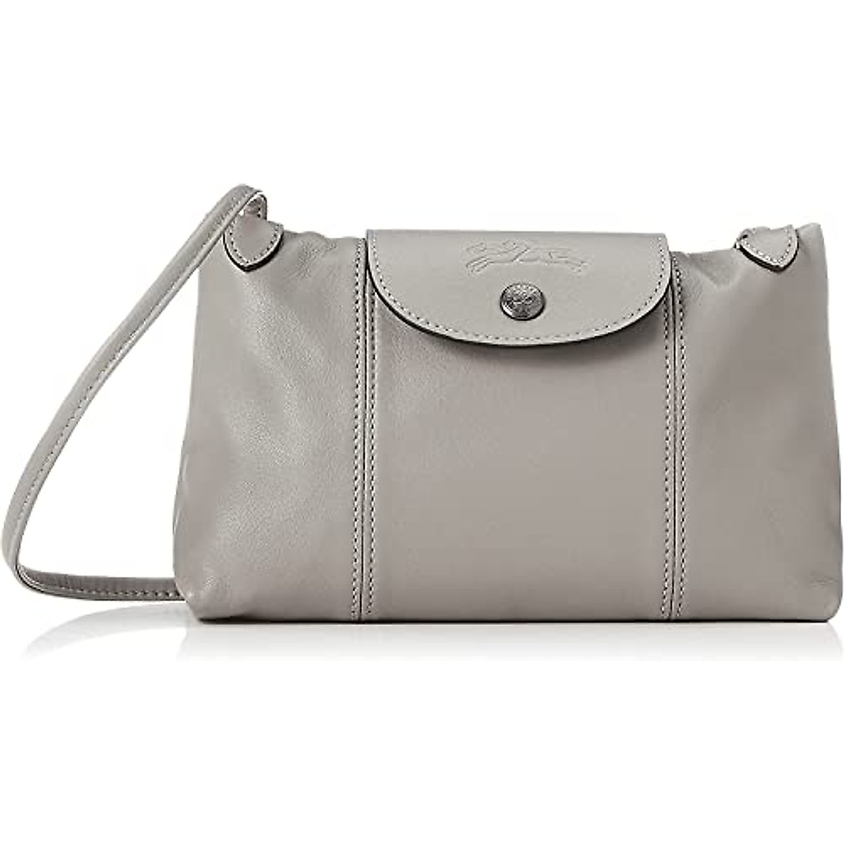 Longchamp Le Pliage Cuir Small Crossbody Leather Shoulder Bag Grey