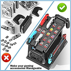 Switch Games Organizer Station with Controller Charger, Charging Dock for Nintendo Switch & OLED Joycons, Kytok Switch Storage and Organizer for Games, TV Dock, Pro Controller, Accessories Kit Storage