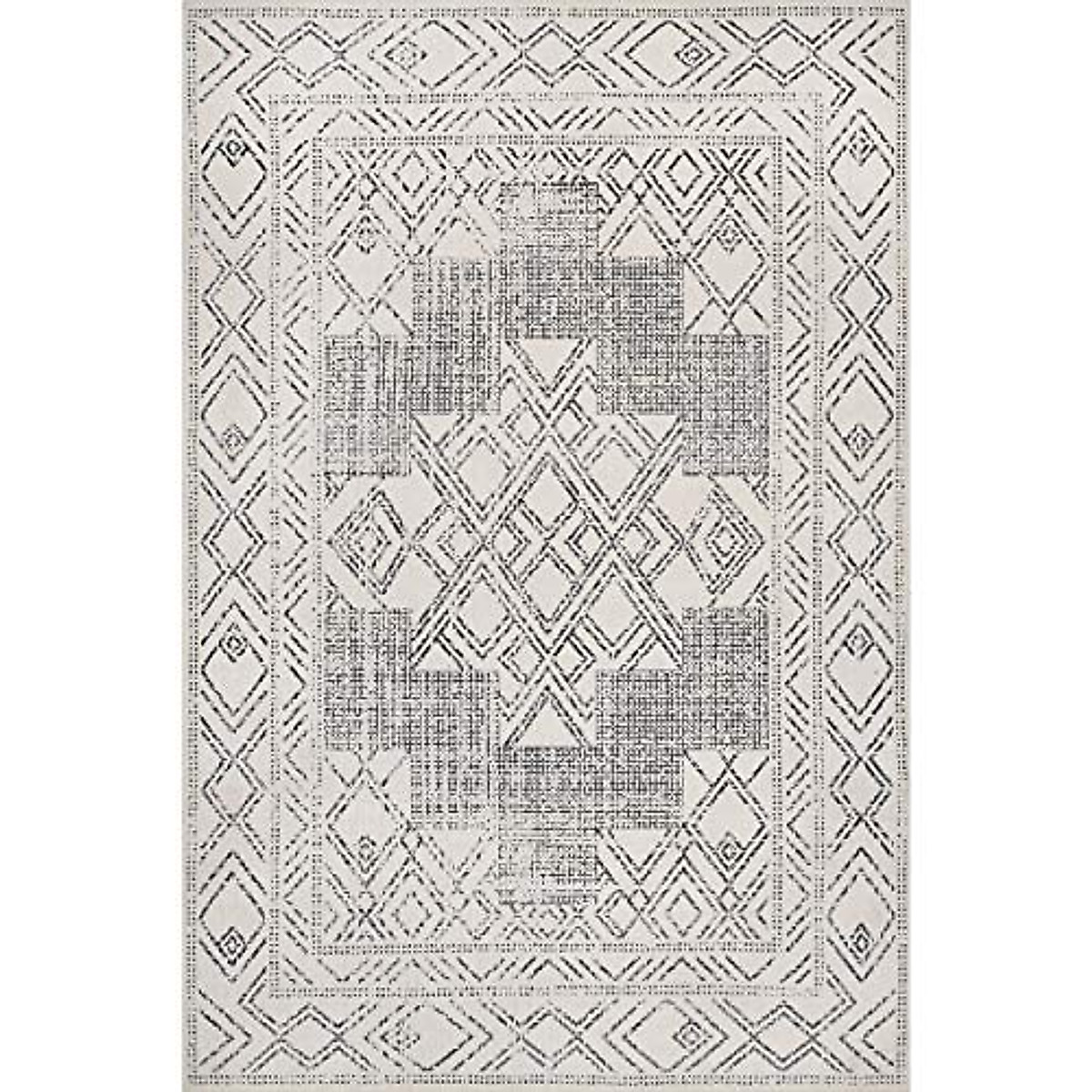 nuLOOM Mia Machine Washable Geometric Medallion Runner Rug, 2' 6" x 8', Light Grey