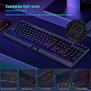 TuparGo Computer RGB Backlit USB Wired Gaming Keyboards 104 Keys, 25 Anti-Ghosting Spill-Resistant Mac Keyboard for Desktop and PC, Black