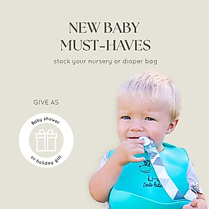 Dodo Babies Silicone Bib Set - 2 Soft, BPA-Free Food-Grade Silicone Bibs in Blue & Green - Easy-Clean, Wide Food Pockets, Adjustable Straps for Babies and Toddlers - Two Bonus Universal Pacifier Clips