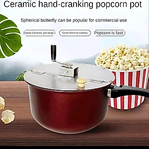 SHENGANG Stainless Steel Stovetop Popcorn Popper, Hand-Cranked Popcorn Maker, with Lid & Handle, Easily Make Classic Flavored Popcorn