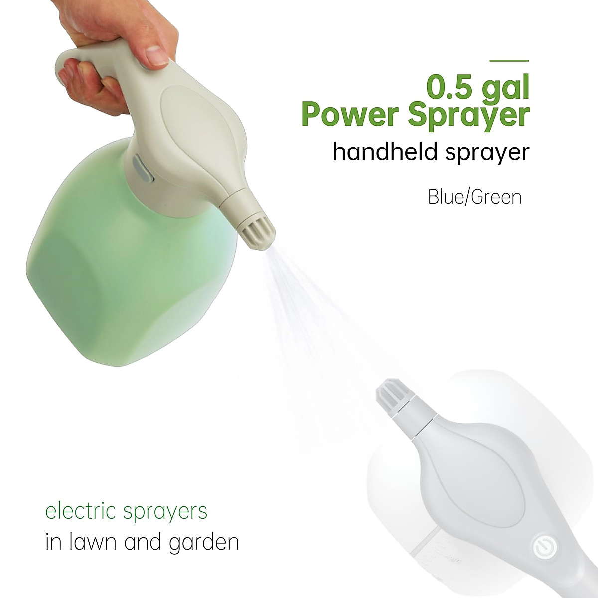 ACORNS Electric Spray Bottle 2L/0.5Gallon,Automatic Plant Sprayer,Pump Sprayer,Indoor Plant Sprayer with Adjustable Nozzle (Green)