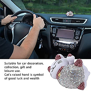 4.13×2.36×2.76in Solar Feng Shui Lucky Cat Rhinestone PVC Material Japanese Maneki Neko Waving Hand Fortune Cat for Car Interior Decoration Desktop Ornaments,Bring Good Luck Wealth (Pink)