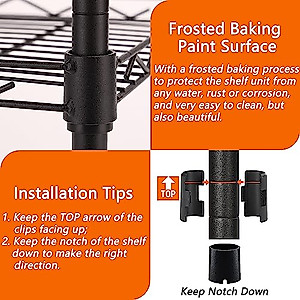 GIOTORENT 5-Wire Shelving Storage Garage Organizer, Adjustable Metal Shelf Wire Shelving Rack for Laundry Bathroom Kitchen Pantry Closet, Matt Black