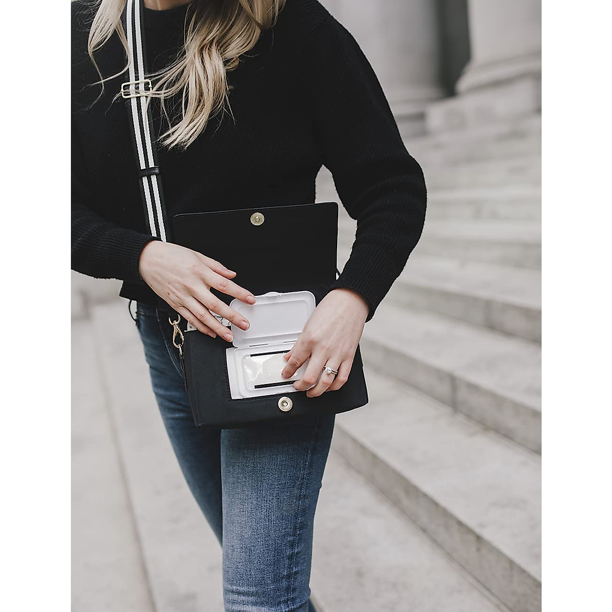 Crossbody Diaper Change Kit - Micro Diaper Bag (Black)