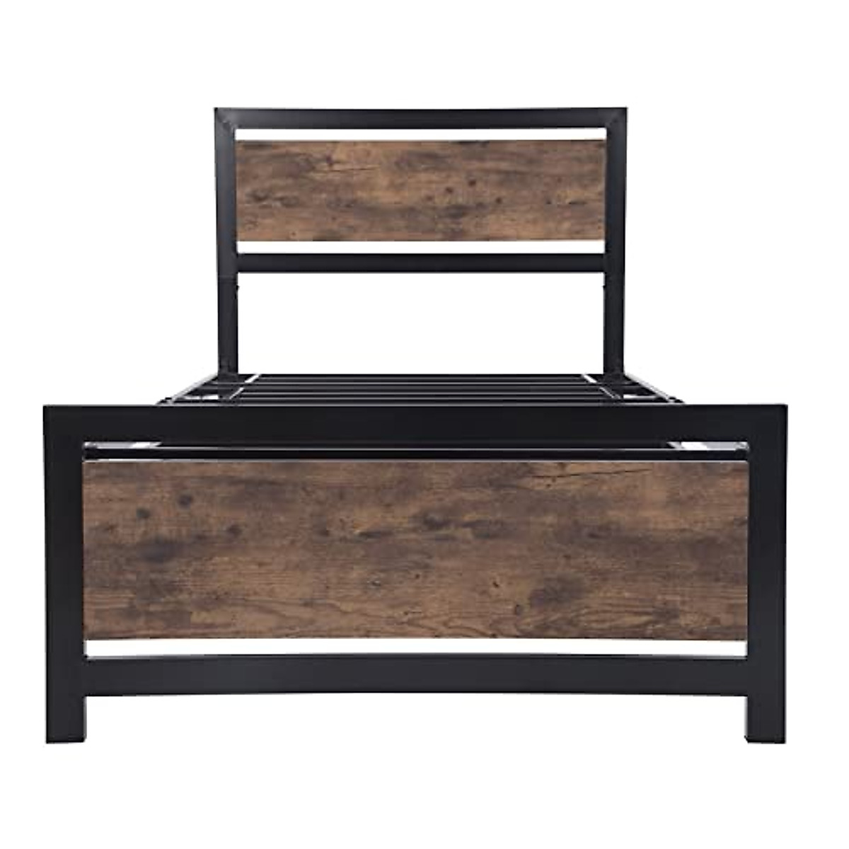 Metal Twin Bed Frame with Headboard, Bed Frame for Men Black Metal Bed Frame with Headboard and Footboard No Box Spring Needed 77.5 Inch