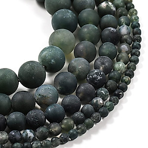 YU 1Strand 4-12mm Natural Matte Aquatic Green Stone Dull Polish Round Loose Spacer Beads for Jewelry Makings Supplies T311 (Color : Aquatic Agate, Item Diameter : 12mm X 32Pcs)
