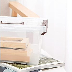 YYXB 8 Pack Plastic Storage Latch Bins, 4.5 Quart Clear Plastic Handle Box with Lids and Handle, Multi-Purpose, 4 Litre