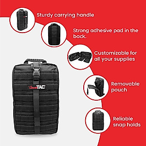 MediTac Large Hawk Type Tactical Trauma Bag Feat. Hook-and-loop Fastener Bag Backpack, MOLLE Bag Rucksack Pack - Black
