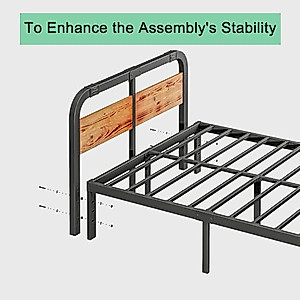 Nordicbed 40 Inch High Wood Headboard King, Farmhouse Headboard King Only, Rustic Headboard, Metal Slats, Easy Assembly