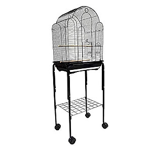 YML Bar Spacing Shell Top Bird Black Cage with Stand, Small