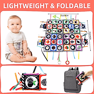 ONTODEX Baby Toys 0-6 Months, 4-in-1 Infant Tummy Time Mat, Newborn Black and White High Contrast Toddler Sensory Activity Play Mat with Mirror, Teethers, Rattles