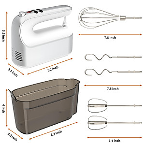 CBQ Hand Mixer Electric, 9 Speed 400W Handheld Mixer with Digital Display, Touch Button, Turbo, Snop-On Storage Case, 5 Stainless Steel Accessories, Mixer Electric Handheld for Cake, Cookie, Egg,