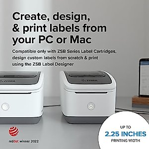 ZEBRA ZSB Series Thermal Label Printer - Small Home Office Wireless Labeling for Address, Folders, Shipping, Barcodes. Compatible w/UPS, USPS, Shopify, Ebay, FedEx, Amazon, Etsy - ZSB-DP12-2-in Width