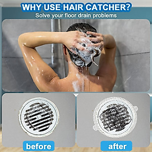 PPKKAI，30 Pack Disposable Shower Drain Hair Catcher，Shower Drain Dog Hair Catcher，Mesh Filter Sink Strainer Stickers，Bathtub Drain for Kitchen Bathroom