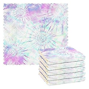 FRODOTGV Colourful Tie Dye Wheel Print Microfiber Cleaning Cloths Holiday Hawaiian Tea Towels Terry Dish Cloths for Kitchen Kitchen Hand Towels Cute