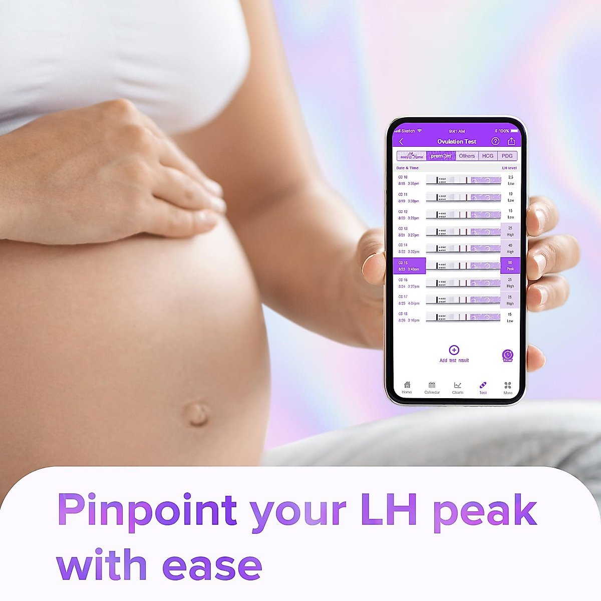 Premom Quantitative Ovulation Predictor Kit：40 Ovulation Tests + 10 Pregnancy Tests - Advanced Ovulation Test Strips Combo 40LH+10HCG Test