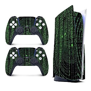 NowSkins Matrix Digital Rain PS5 Skin for Playstation 5, Premium 3M Vinyl Cover Skins Wraps Set for Playstation 5 Disc Edition and PS5 Controller (PS5 Disc Edition)