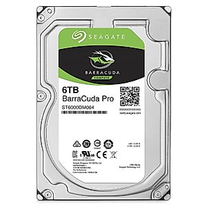 Seagate BarraCuda Pro Performance Internal Hard Drive SATA HDD 6TB 6GB/s 128MB Cache 3.5-Inch (ST6000DM004)