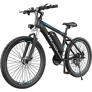 ANCHEER Electric Bike for Adults, 500W EBike, 500WH E Bike, 3.5H Fast Charge, 21-Speed Gears Bikes, 26 * 2.1'' Mountain Digital Display, Cruise Control, Ebikes, Blue
