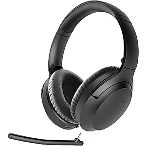 Avantree Aria - Bluetooth Noise Cancelling Over Ear Headphones with Microphone, Detachable Boom Mic for Business Calls, 35H Playtime, Wireless & Wired Headset for Phone PC Computer Laptop