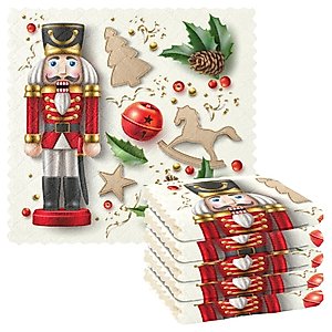 VIGTRO Christmas Nutcracker Kitchen Towels Super Absorbent,Winter Soldier Premium Dish Cloths Towels, Xmas Bells Toys Washable Fast Drying Dish Rags Reusable Cleaning Cloth 11x11 6 Pack