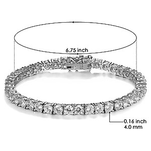 925 Sterling Silver Princess Cut Tennis Bracelet 18K Women’s Bracelet CZ Wedding Chains Bridal bracelet for Women 4mm Sparking Cubic Zirconia Stone