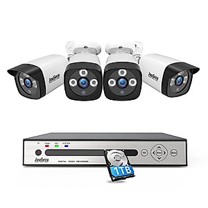 JouSecu 8CH Wired Security Camera System with 1TB Hard Drive, Upgrade 2MP CCTV DVR 8 Channel and 4 x 1080P Surveillance Bullet Cameras Outdoor Indoor with Night Vision, Weatherproof