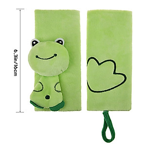 Baby Car Seat Belt Strap Covers -Double Sided Cartoon Animal Soft Infant Seat Belt Shoudler Pads for Baby (Green Frog)