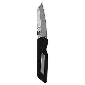 Kershaw Mixtape Pocketknife; 3.1 Inch 8Cr13MoV Stonewashed Stainless Steel Reverse Tanto Blade, Glass Filled Nylon Handle, Manual Opening, Liner Lock and Thumb Disk (2050), Black, Normal