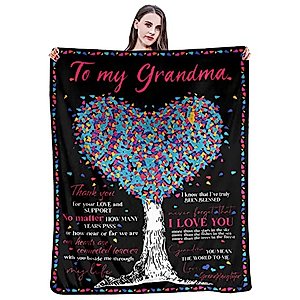 Personalized Blanket to My Grandma from Granddaughter Birthday Gifts for Grandma Mothers Day Best Retirement Gift Super Soft Warm Fuzzy Throw Blanket for Bed Couch Chair 50"x 40"