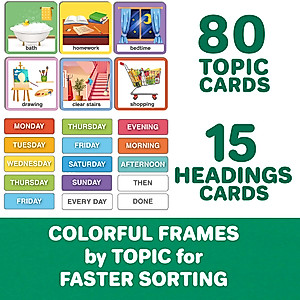 QUOKKA 95 Reward Chore Chart Cards for Kids - Toys for Autistic Children Age 5-7 ADHD Tools - Behavior Visual Schedule for Toddler at Home - Routine Responsibility Board Autism Learning Materials