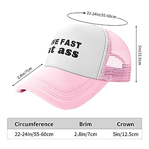 Drive Fast Eat Ass Funny Hat Unisex Adult Trucker Caps Fishing Adjustable Cap Classic Sport Hats Pink